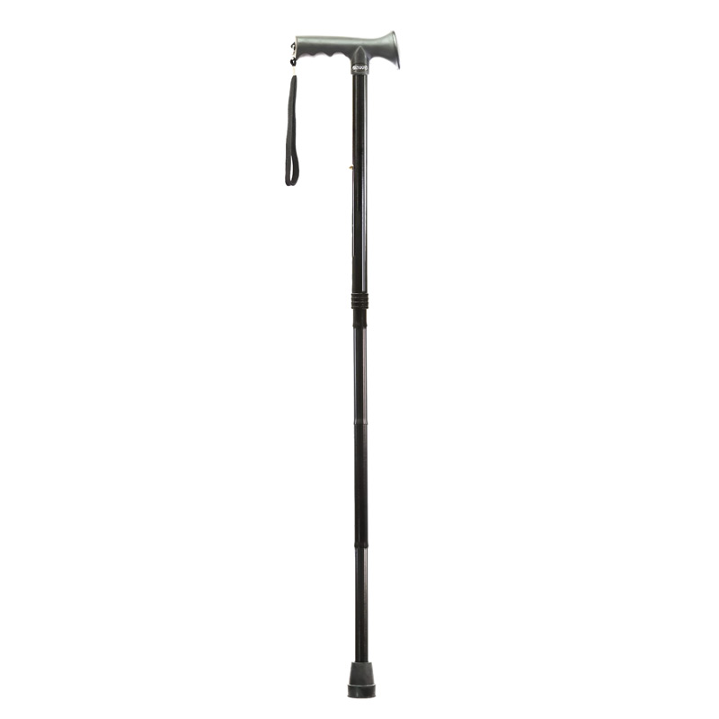 Height-Adjustable Folding Black Gel Handle Walking Stick | Health and Care