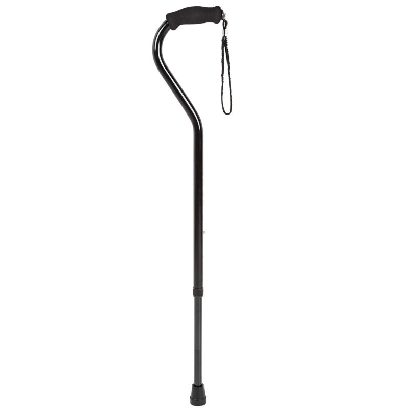 Height-Adjustable Offset Black Cane | Health and Care