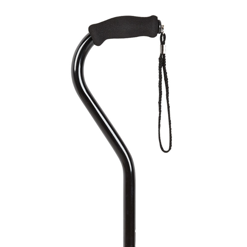 Height-Adjustable Offset Black Cane | Health and Care