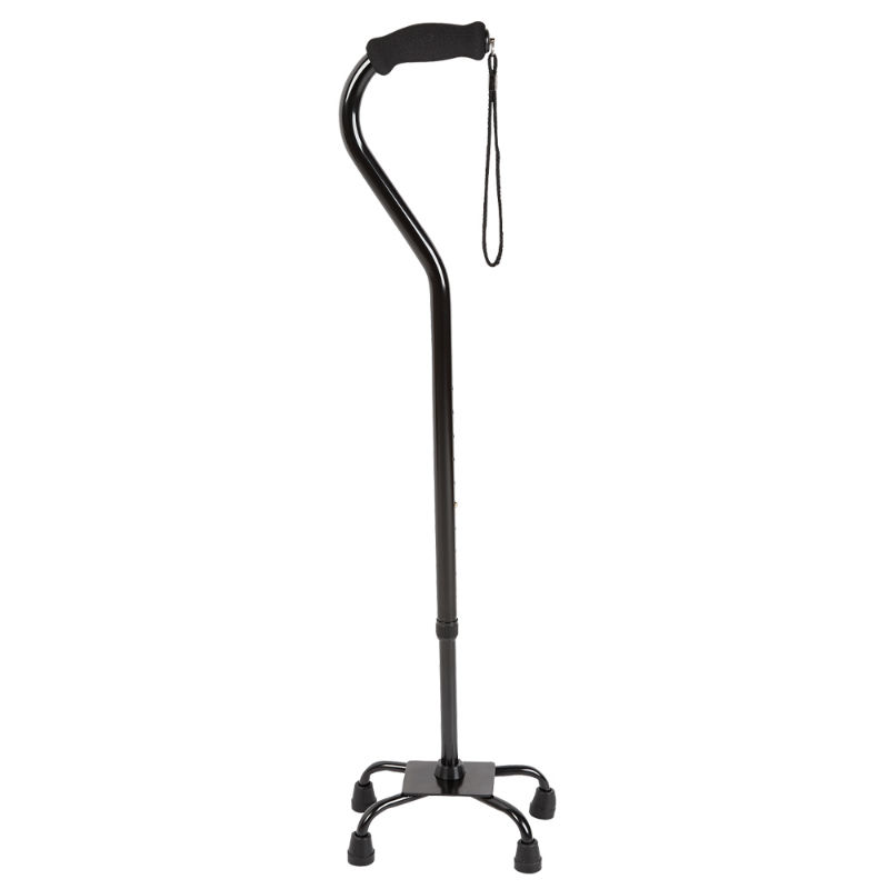 Height-Adjustable Quad Offset Black Cane | Health and Care
