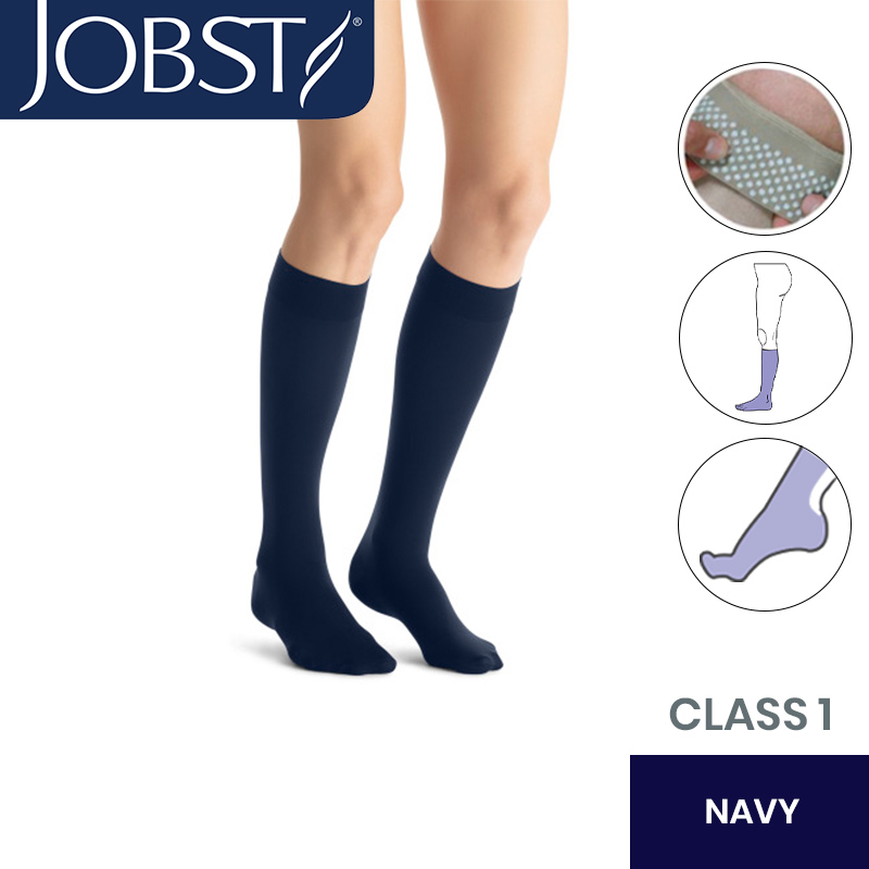 JOBST Opaque Compression Class 1 (18 - 21mmHg) Knee High Navy Closed ...