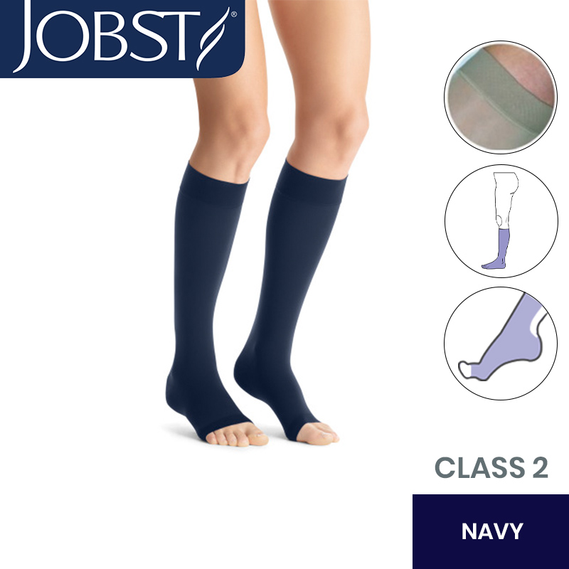 JOBST Opaque Compression Class 2 (23 - 32mmHg) Knee High Navy Open Toe ...