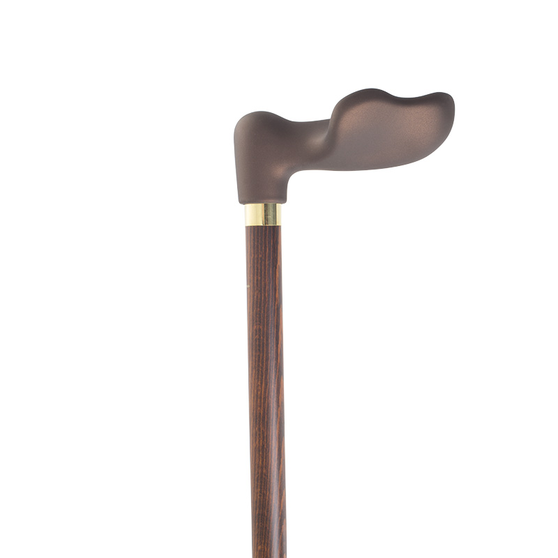Left-Handed Soft-Touch Fischer Handle Dark Hardwood Orthopaedic Walking ...