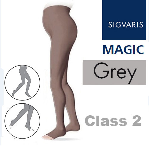 Sigvaris Magic Class 2 Open Toe Maternity Compression Tights - Grey ...