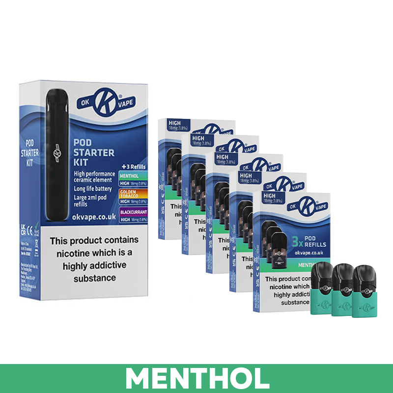 OK Vape Pod Starter Kit and Menthol Refills | Health and Care