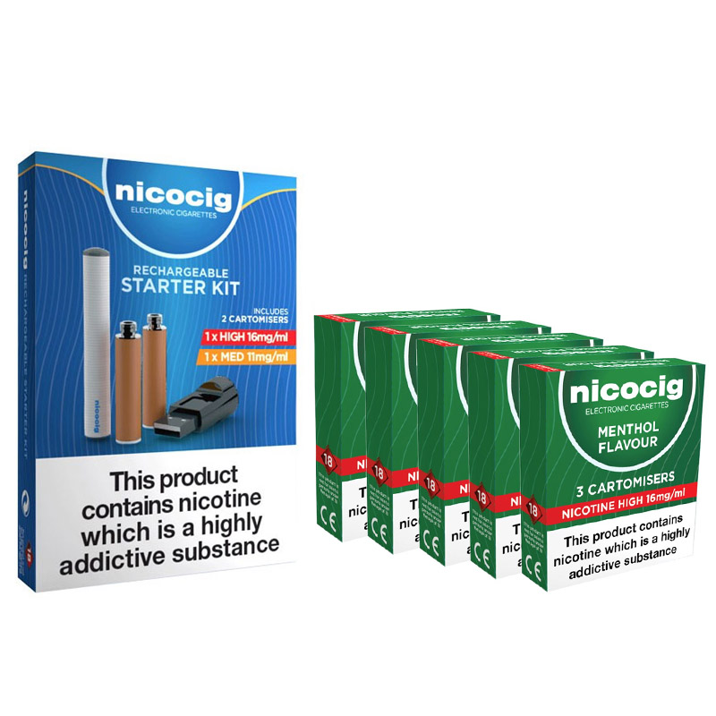 Vivid Nicocig Rechargeable Electronic Cigarette Starter Kit and High ...