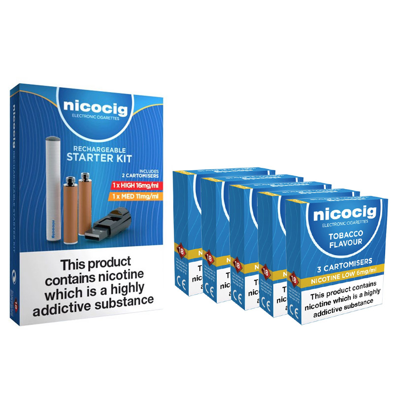 Nicocig Rechargeable Electronic Cigarette Starter Kit and Nicocig ... Nicocig Rechargeable Electronic Cigarette Starter Kit and Nicocig ...
