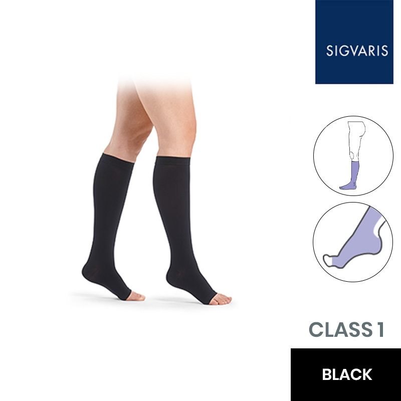 Sigvaris Essential Black Stockings w/ Open Toe | Health and Care