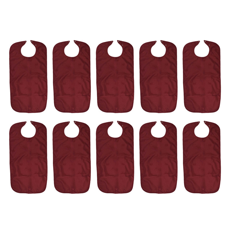 Pack of 10 Dignified Adult Aprons (Maroon) | Health and Care