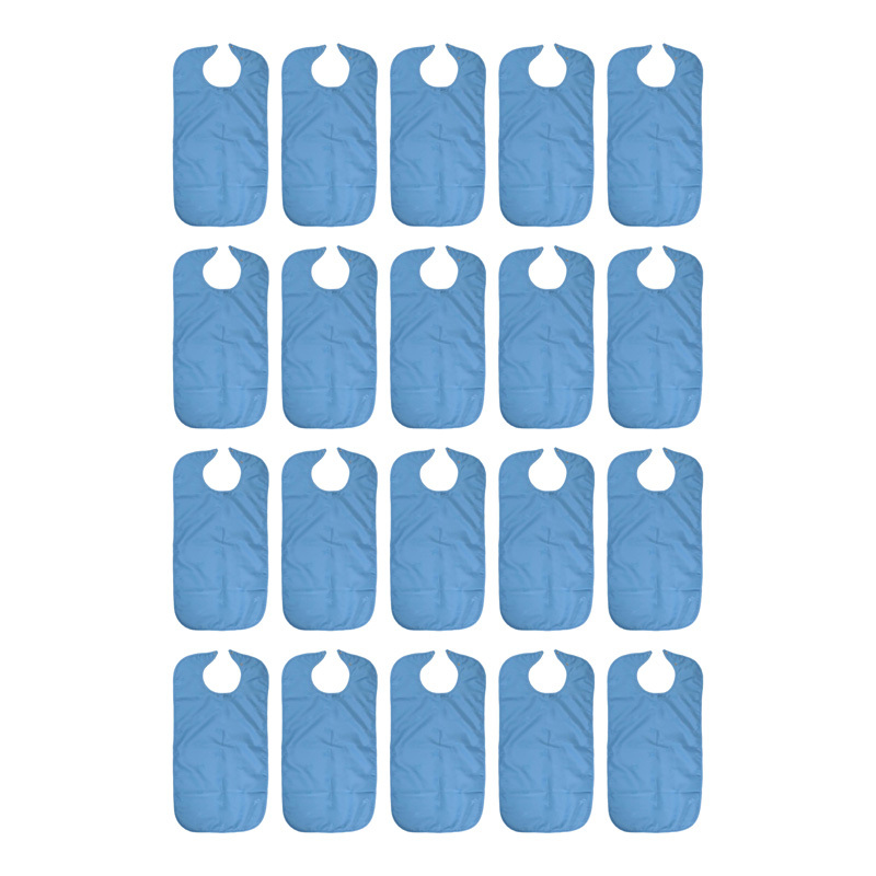 Pack of 20 Dignified Adult Bibs (Blue) | Health and Care