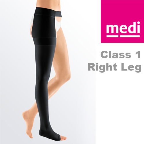 Medi Mediven Plus Class 1 Black Right Leg Stocking with Waist ...