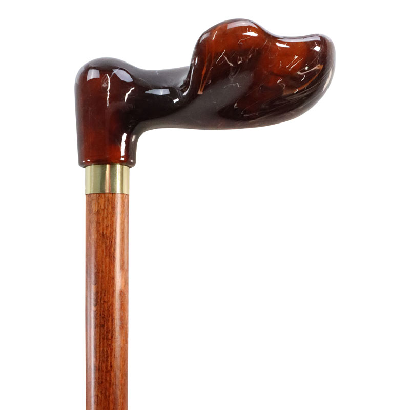 Right-Handed Amber Fischer Handle Dark Hardwood Orthopaedic Walking ...