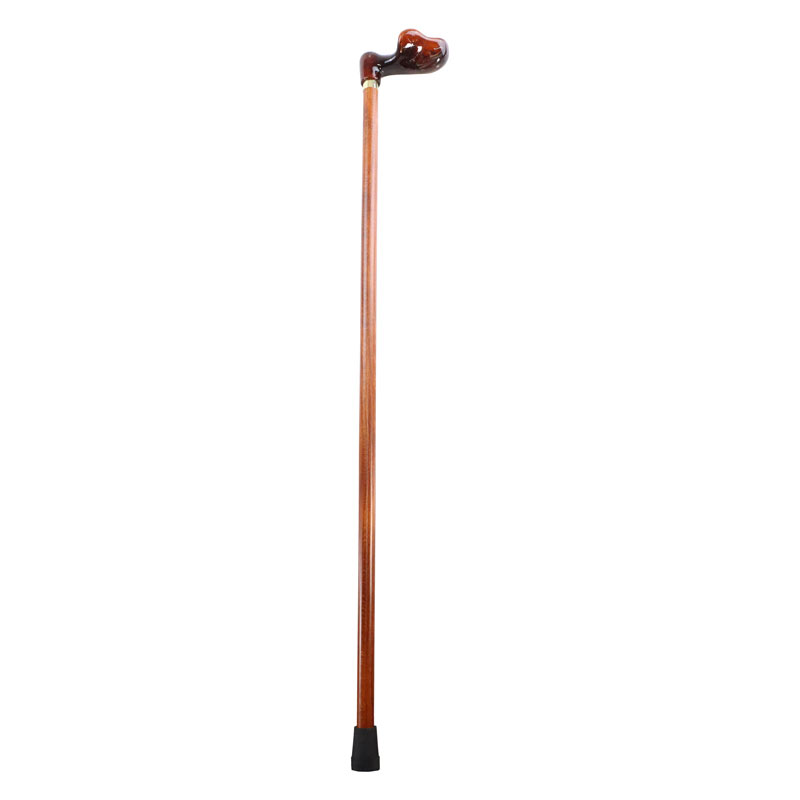Right-Handed Amber Fischer Handle Dark Hardwood Orthopaedic Walking ...