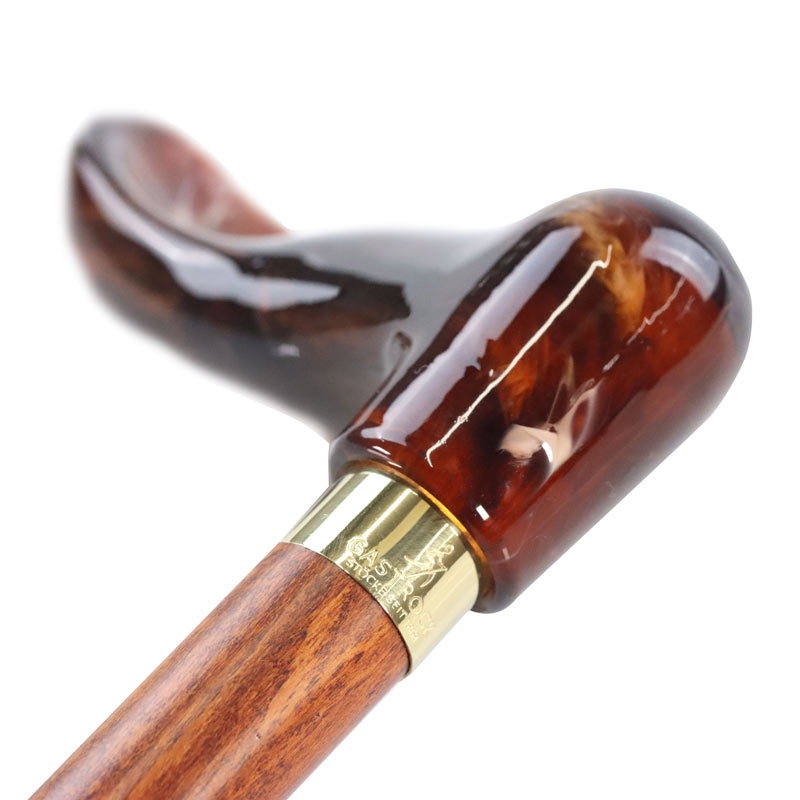 Right-Handed Amber Fischer Handle Dark Hardwood Orthopaedic Walking ...