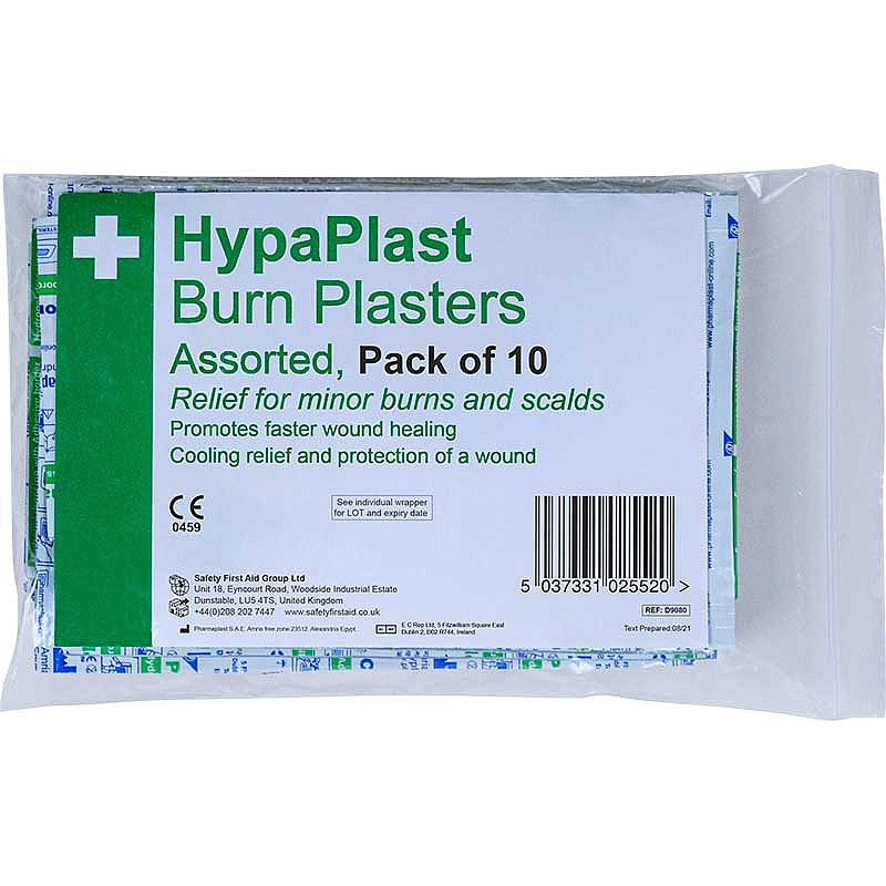 Safety First Aid HypaPlast Burn Plasters x10 | Health and Care