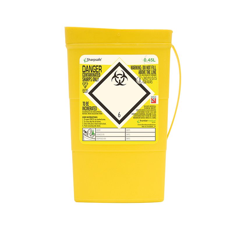 Sharpsafe 0.45L Sharps Container (100 Pack) | Health and Care