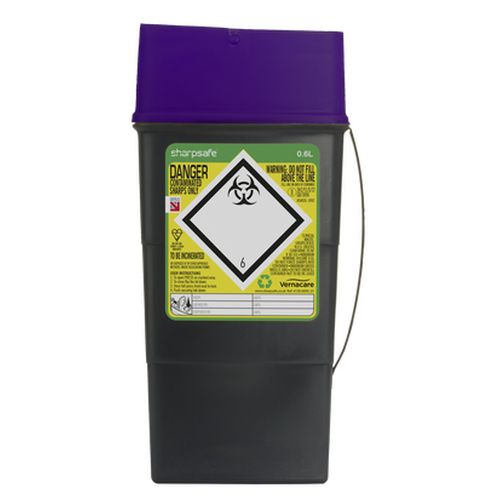 Sharpsafe 0.6 Litre Sharps Container (100 Pack) | Health and Care