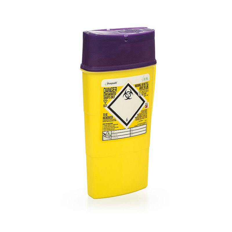 Sharpsafe 0.6 Litre Sharps Container (100 Pack) | Health and Care