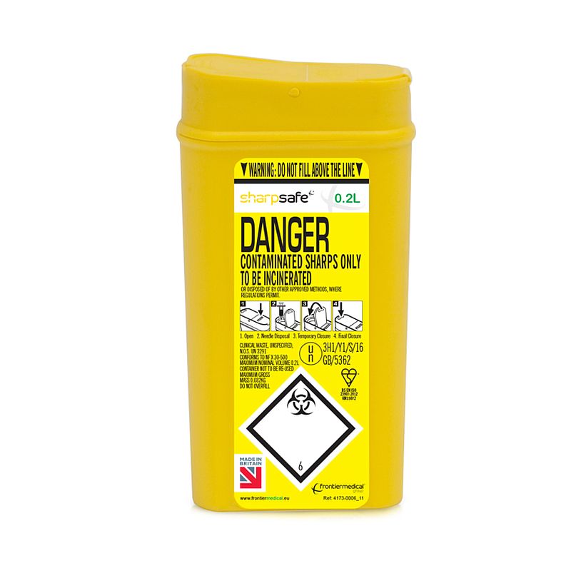 Sharpsafe 0.2L Sharps Container (Pack of 100) | Health and Care