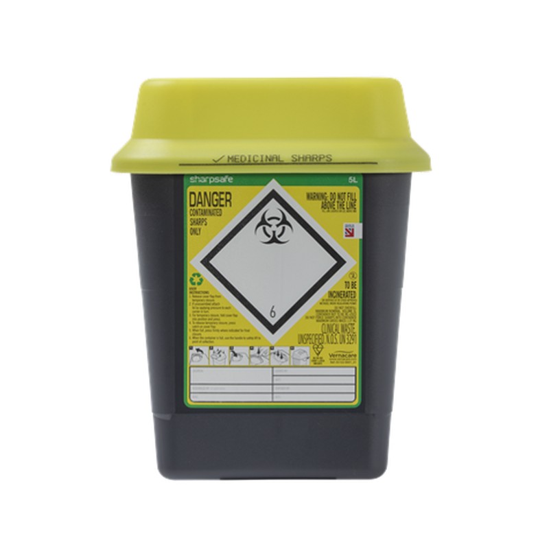 Sharpsafe 5 Litre Sharps Container | Health and Care