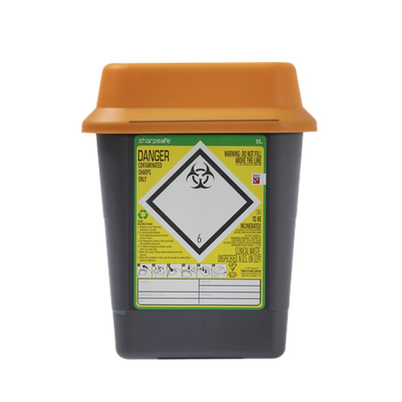 Sharpsafe 5L Orange Sharps Container | Health and Care