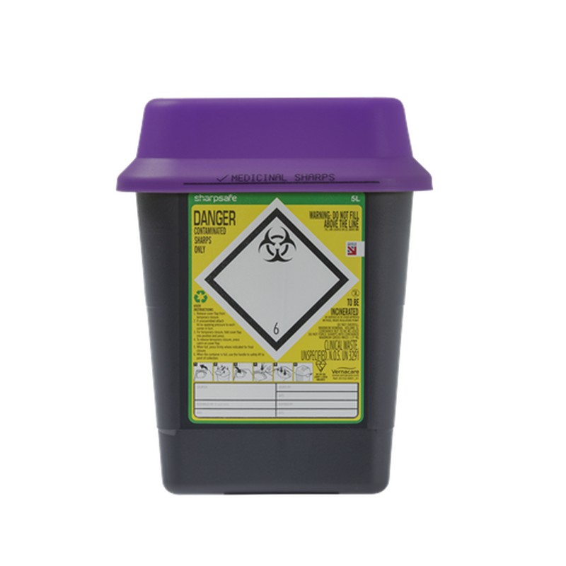 Sharpsafe 5L Purple Sharps Container | Health and Care