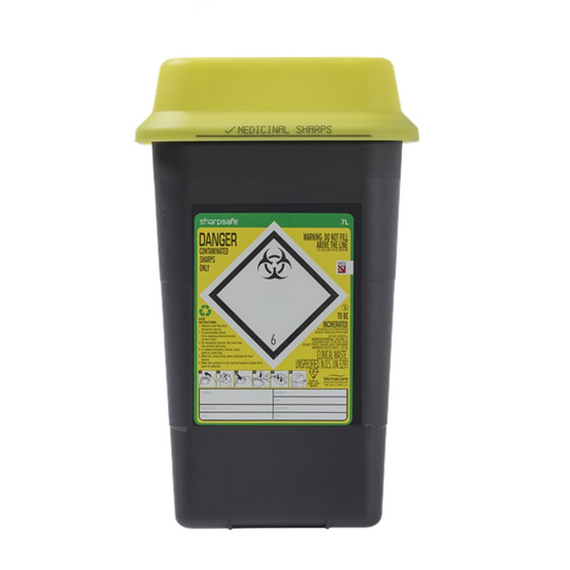 Sharpsafe 7-Litre Sharps Bin (Pack of 48) | Health and Care