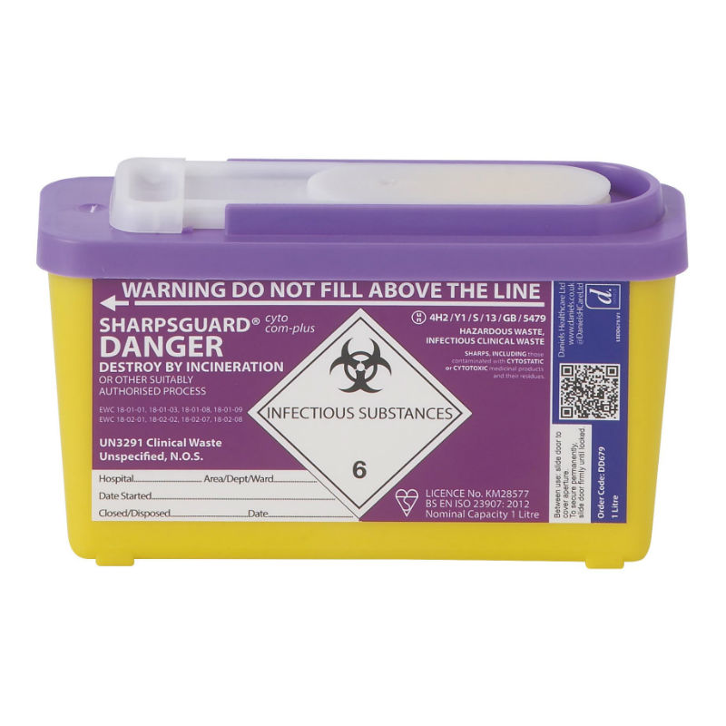Sharpsguard Cyto 0.6L Sharps Container (Case of 48) | Health and Care