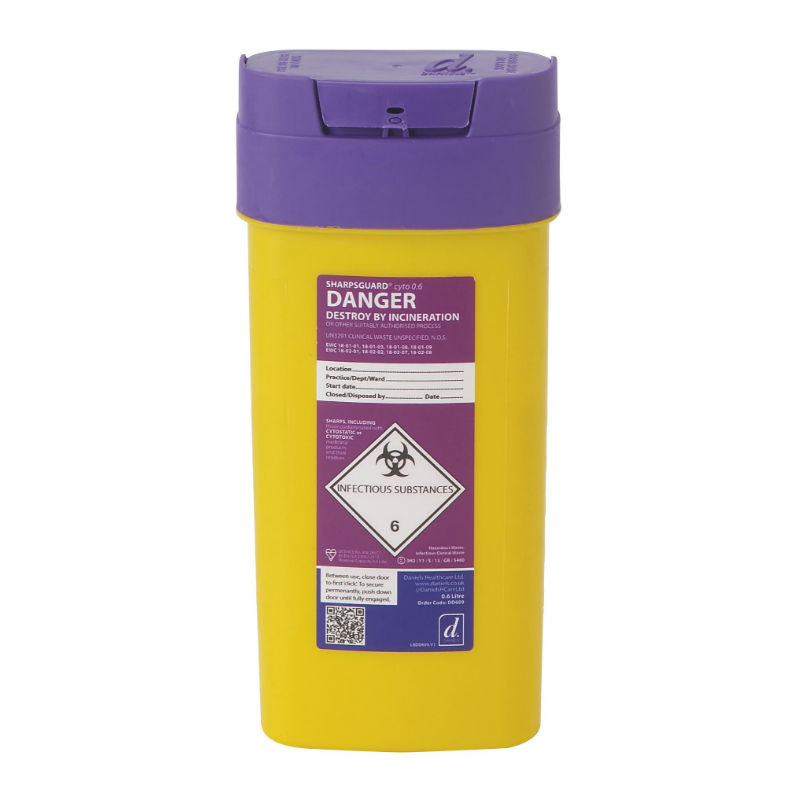 Sharpsguard Cyto 0.6L Sharps Container (Case of 48) | Health and Care