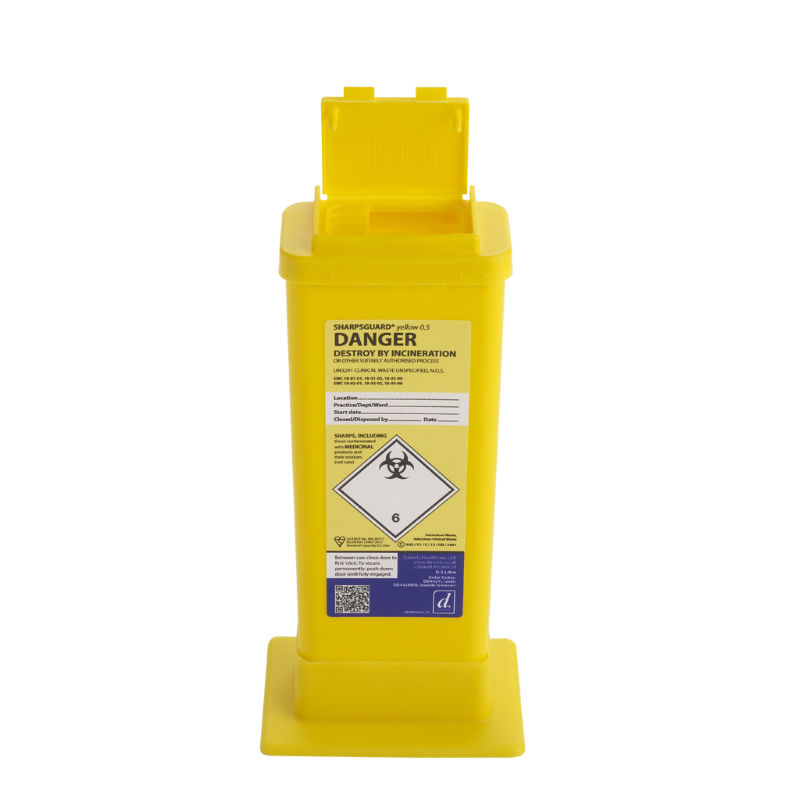 Sharpsguard Yellow 0.5L Sharps Container with Needle Remover (Case of ...