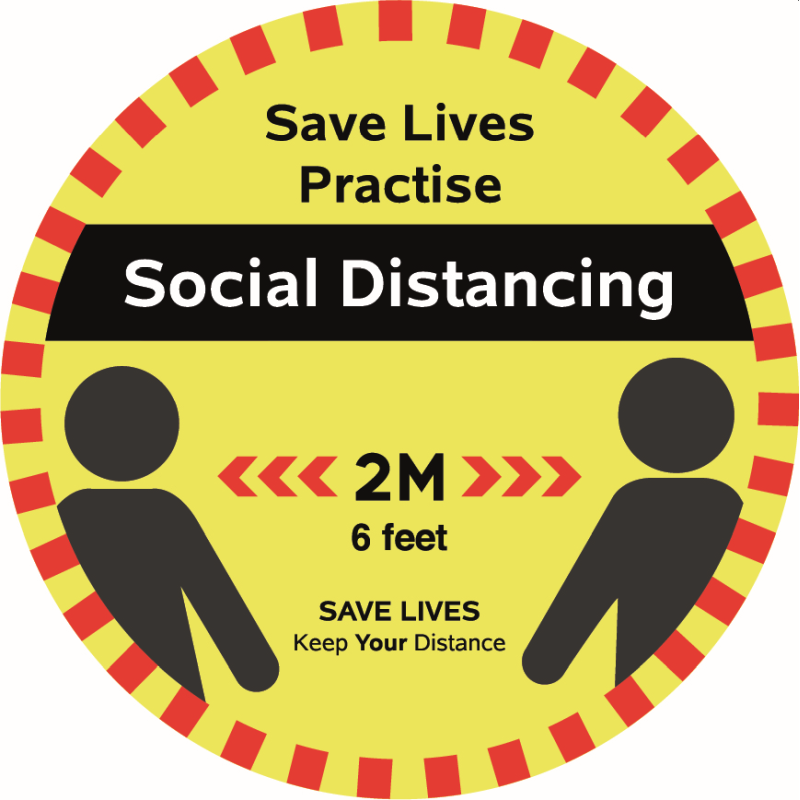 5 Pack Of Social Distancing 2m Stickers Health And Care