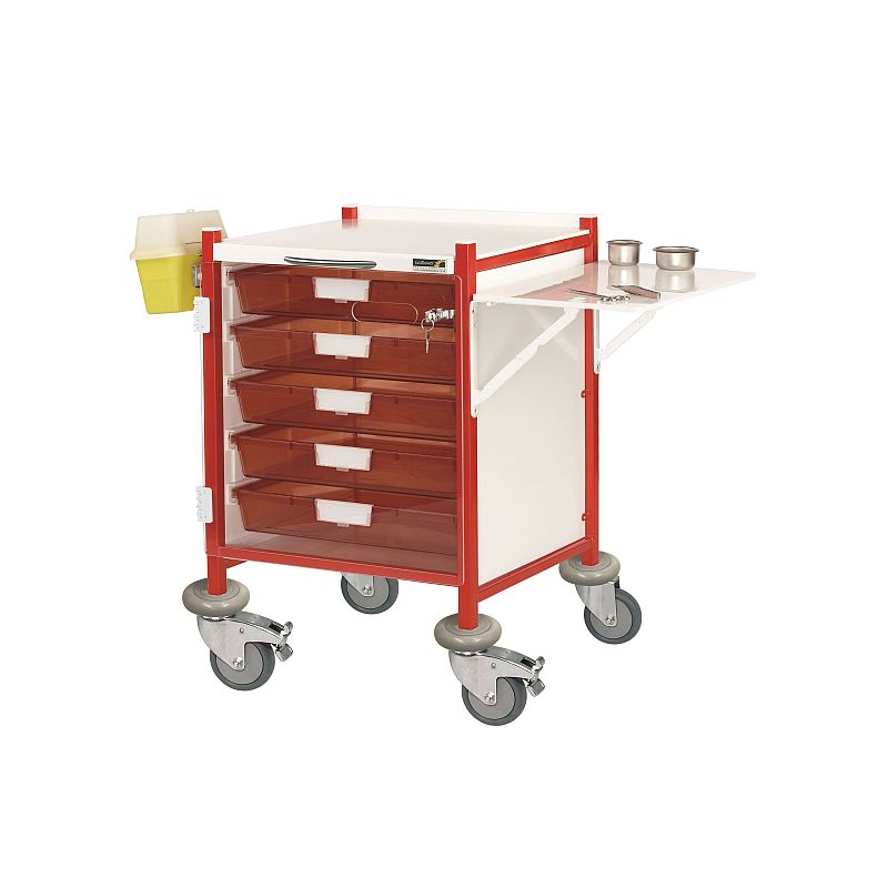 Sunflower Medical Vista 40 Red Colour Concept Clinical Trolley with ...