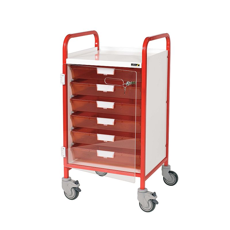 Sunflower Medical Vista 50 Red Colour Concept Clinical Trolley with Six ...