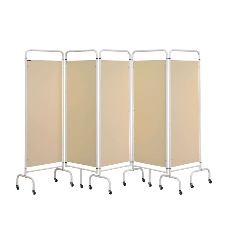 Beige Mobile 5-Panel Folding Ward Screen | Health and Care