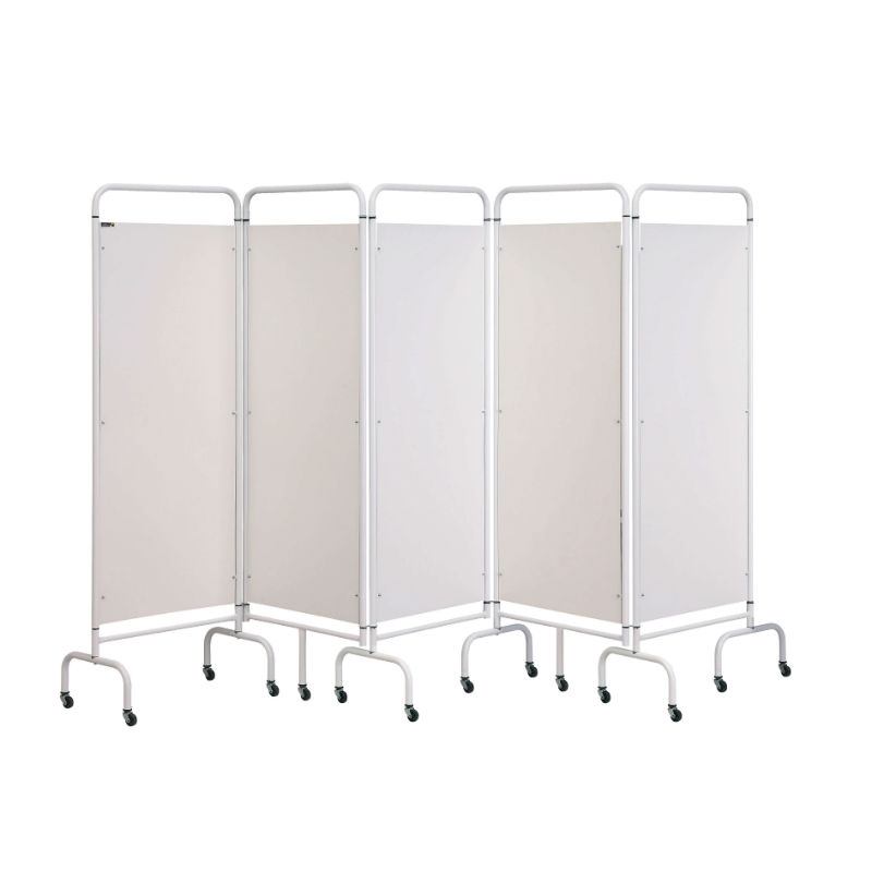 White Mobile 5-Panel Folding Ward Screen | Health and Care