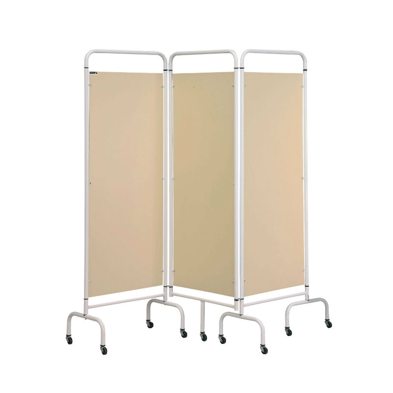 Beige Mobile 3-Panel Folding Ward Screen | Health and Care