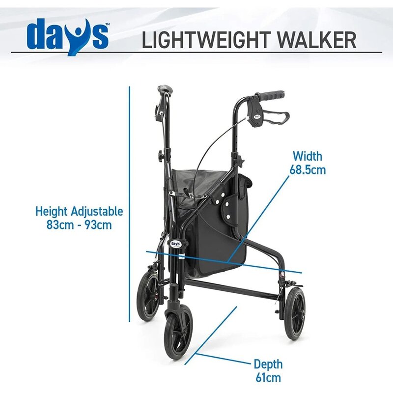 Days Lightweight Aluminium Tri-Wheel Walker | Health and Care