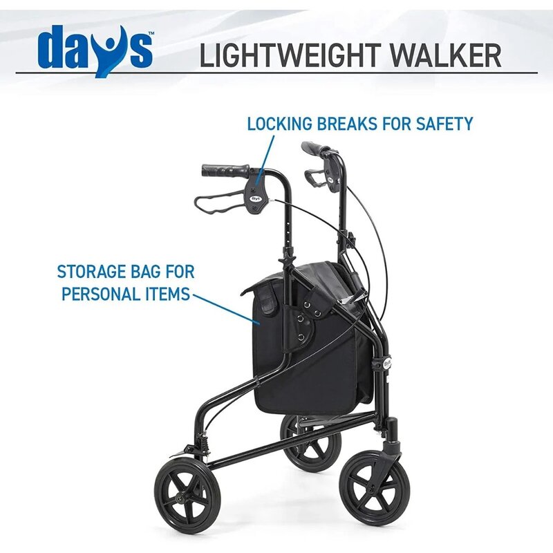 Days Lightweight Aluminium Tri-Wheel Walker | Health and Care