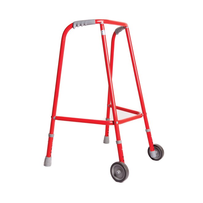 Red Adjustable Wheeled Walking Frame | Health and Care