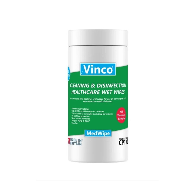 Vinco Disinfectant Wet Wipes (Tub of 200) | Health and Care