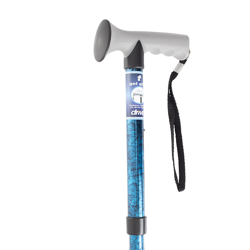 Blue Folding Cane with Gel Grip Handle | Health and Care
