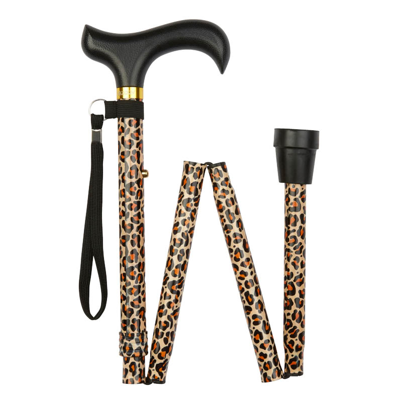 Ziggy Leopard Print Folding Walking Stick | Health and Care