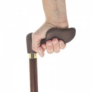 Left-Handed Soft-Touch Fischer Handle Dark Hardwood Orthopaedic Walking ...