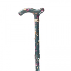 Petite Adjustable Folding Easy-Joint Green Floral Walking Cane | Health ...