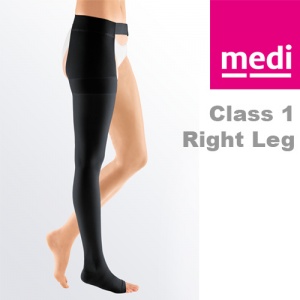 Medi Mediven Plus Class 1 Black Right Leg Stocking with Waist ...