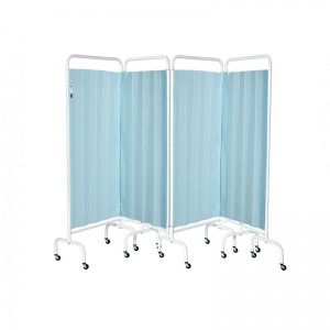 Blue Mobile 4-Panel Folding Ward Screen | Health and Care