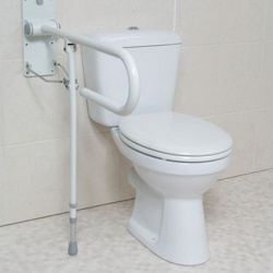 Toilet Drop Down Grab Rails With Support Leg | Health and Care