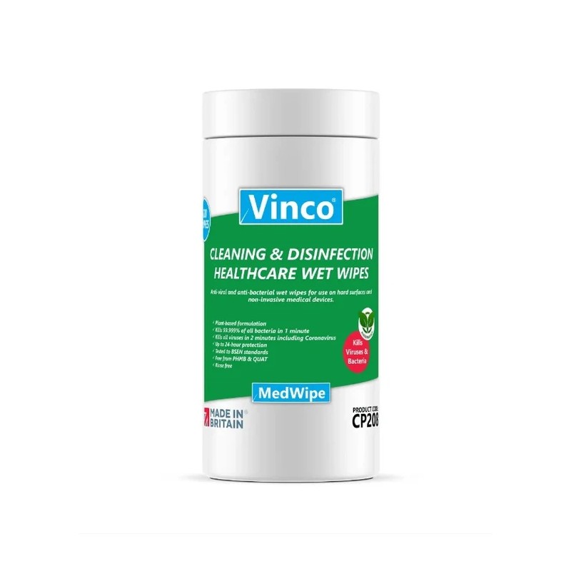 Vinco Disinfectant Wet Wipes (Tub of 200) | Health and Care