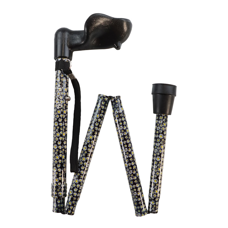 Folding Floral Walking Stick with Crook Handle | Health and Care